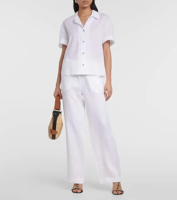 Asceno Aurelia Linen Straight Pants - White