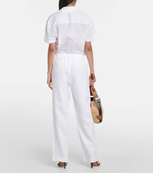 Asceno Aurelia Linen Straight Pants - White