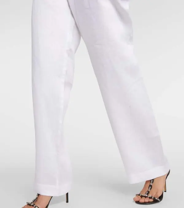 Asceno Aurelia Linen Straight Pants - White