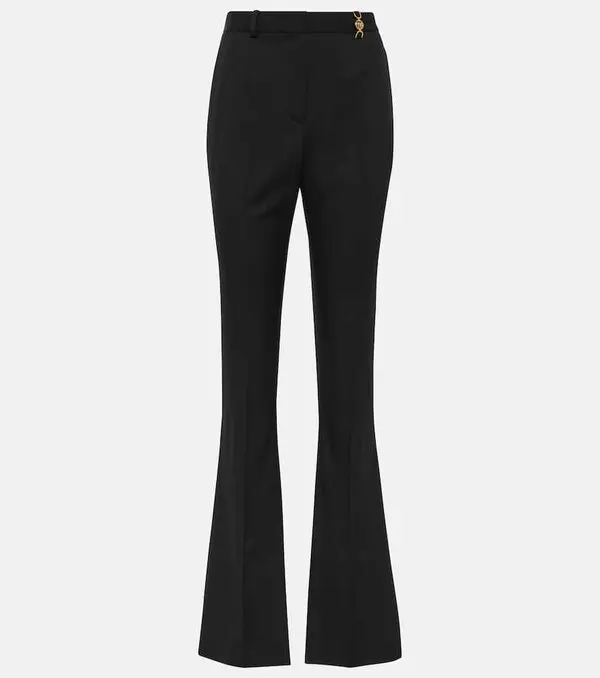 Versace High-rise Flared Wool-blend Pants - Black