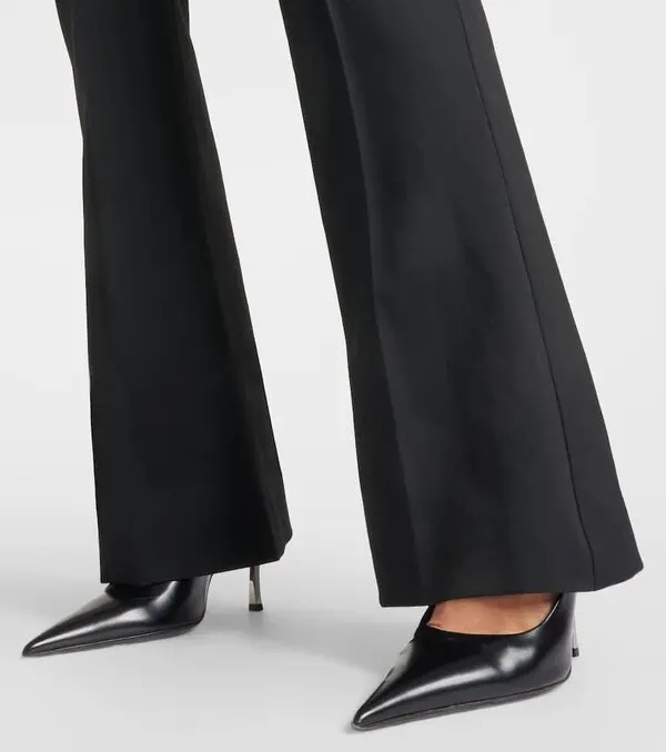 Versace High-rise Flared Wool-blend Pants - Black