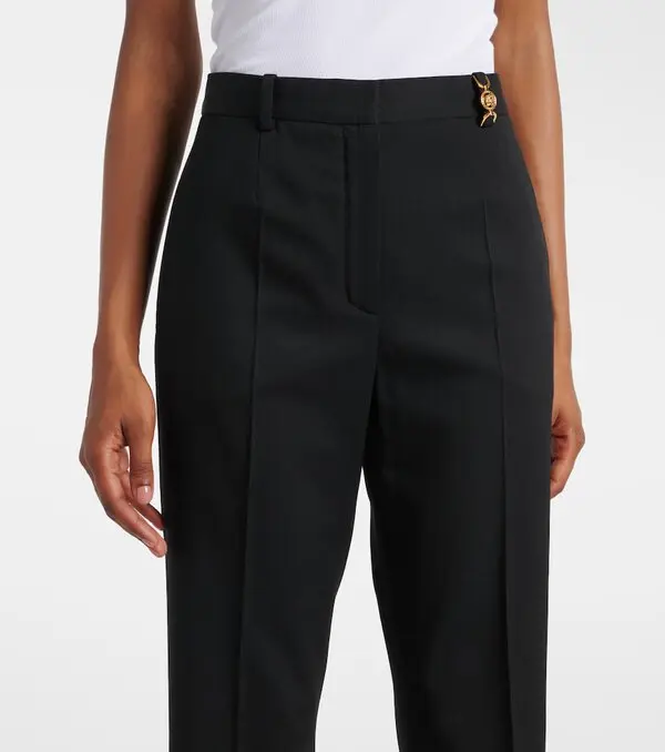 Versace High-rise Flared Wool-blend Pants - Black