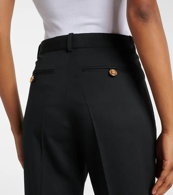 Versace High-rise Flared Wool-blend Pants - Black