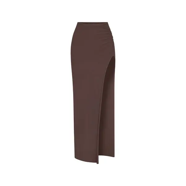 タグ付き未使用SKIMS Raw Edge Slit Long Skirt M Skims Raw Edge Slit Long Skirt - Espresso | Editorialist