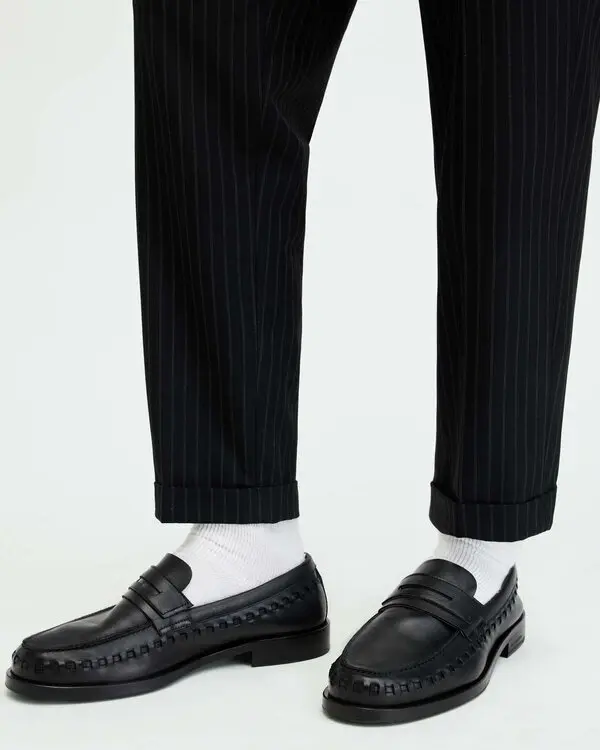 All Saints Black Leather Loafers with Zipper Detail Amazon.com | AllSaints Women main image 3