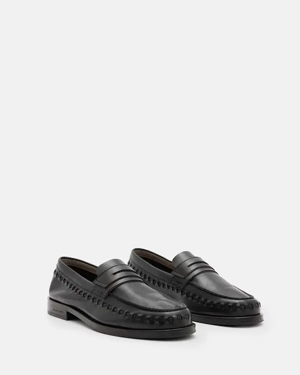 All Saints Black Leather Loafers with Zipper Detail Amazon.com | AllSaints Women main image 4