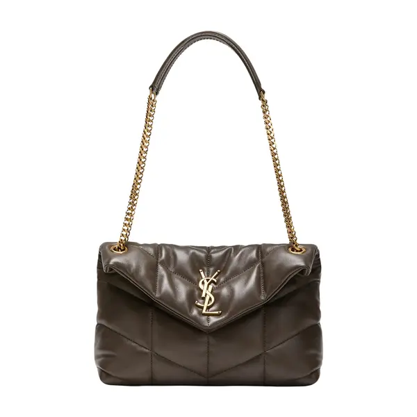 Saint Laurent Puffer Small Chain Bag - Tan
