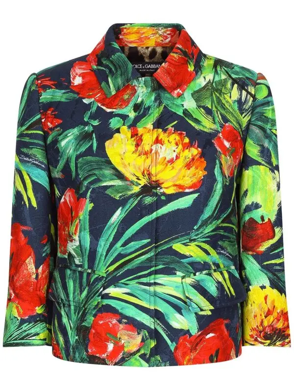 Dolce & Gabbana Graphic-print Cropped Jacket - Green