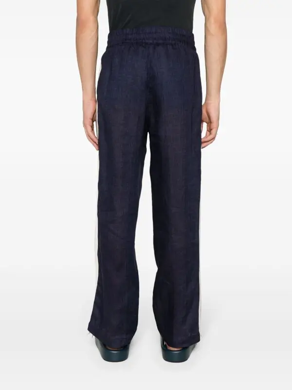 Palm Angels Logo-print Linen Track Pants - Blue