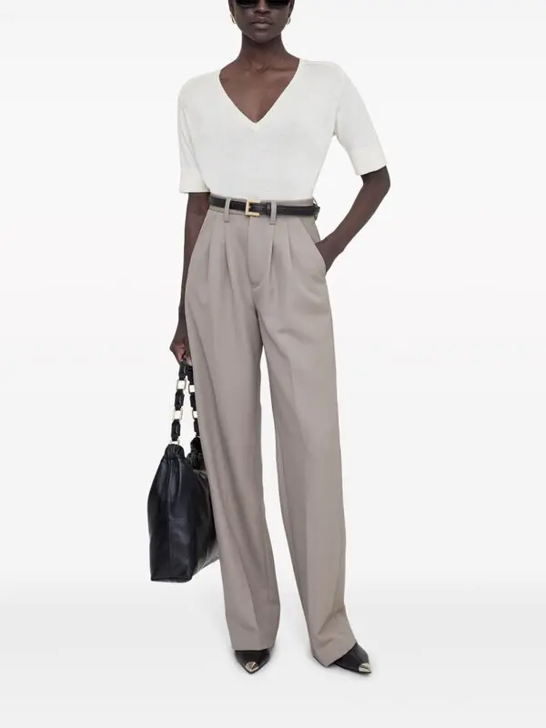 ANINE BING Carrie Pressed-crease Tailored Trousers - Neutrals