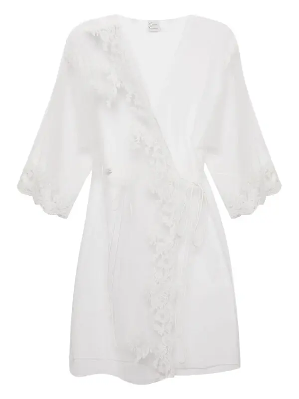 Carine Gilson Lace-appliqué Sheer Kimono - White