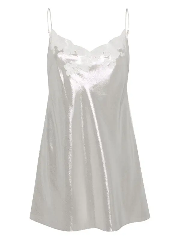 Carine Gilson Lace-detailing Lurex Nightdress - Silver