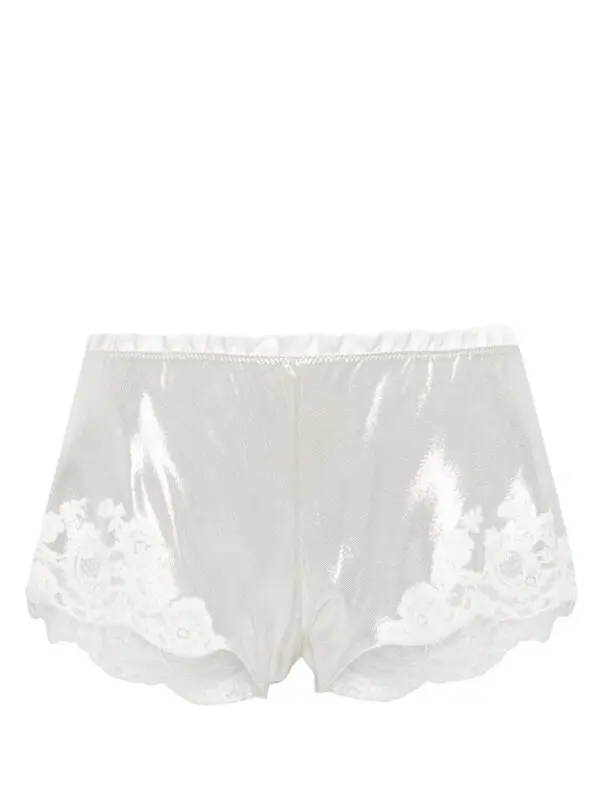 Carine Gilson Lace-trim Lurex Pyjama Shorts - Silver
