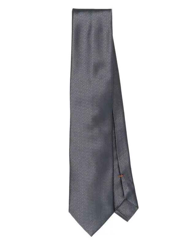 Zegna Monogram Silk Neck Tie - Grey