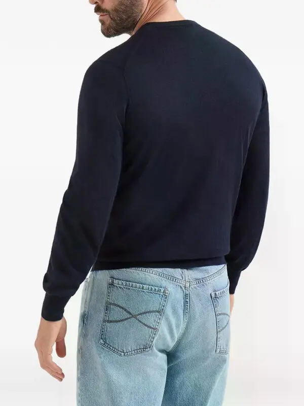 Brunello Cucinelli Ribbed V-neck Sweater - Blue