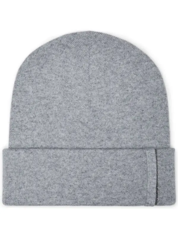 Brunello Cucinelli Beaded-trim Wool Beanie - Grey