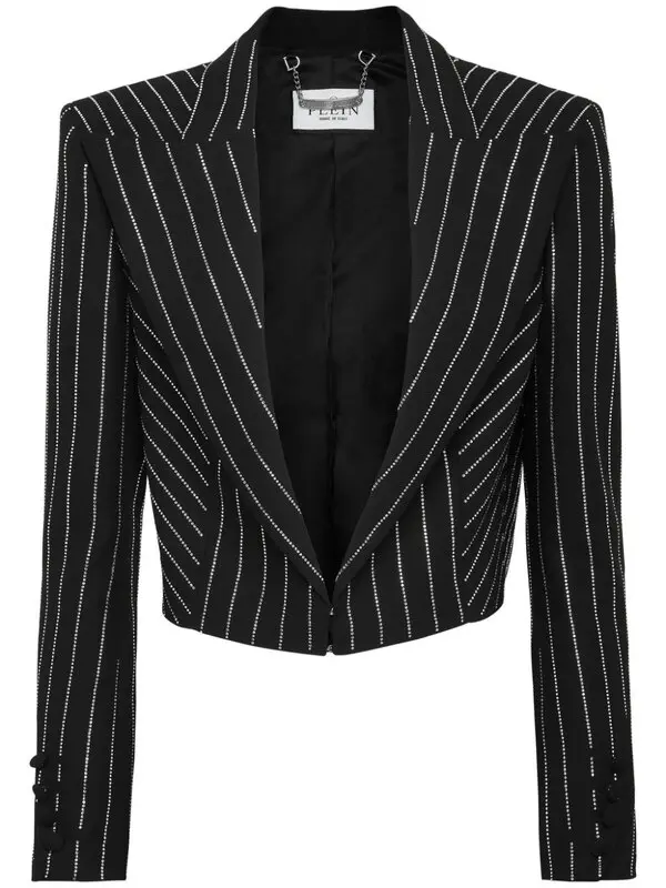Philipp Plein Cady Crystal-embellished Cropped Blazer