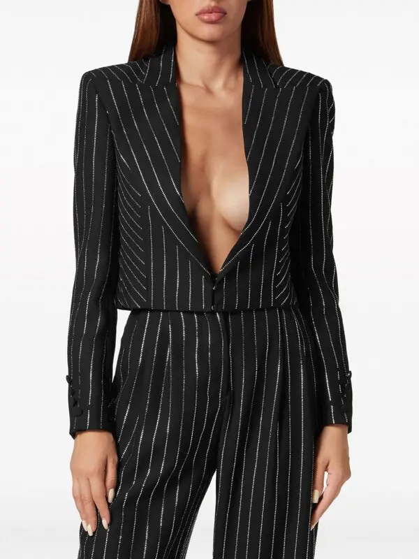 Philipp Plein Cady Crystal-embellished Cropped Blazer