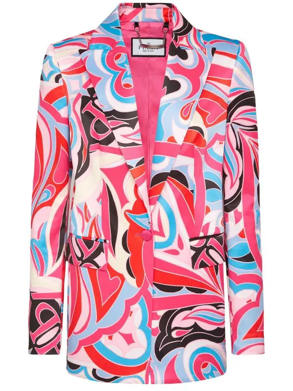 Philipp Plein Graphic-print Single-breasted Blazer - Pink