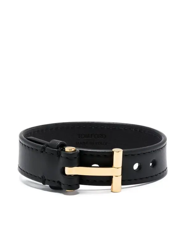 TOM FORD T-hinge Leather Bracelet - Black