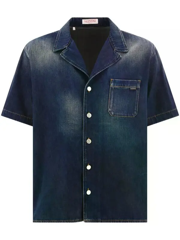 Valentino Garavani Denim Chambray Bowling Shirt