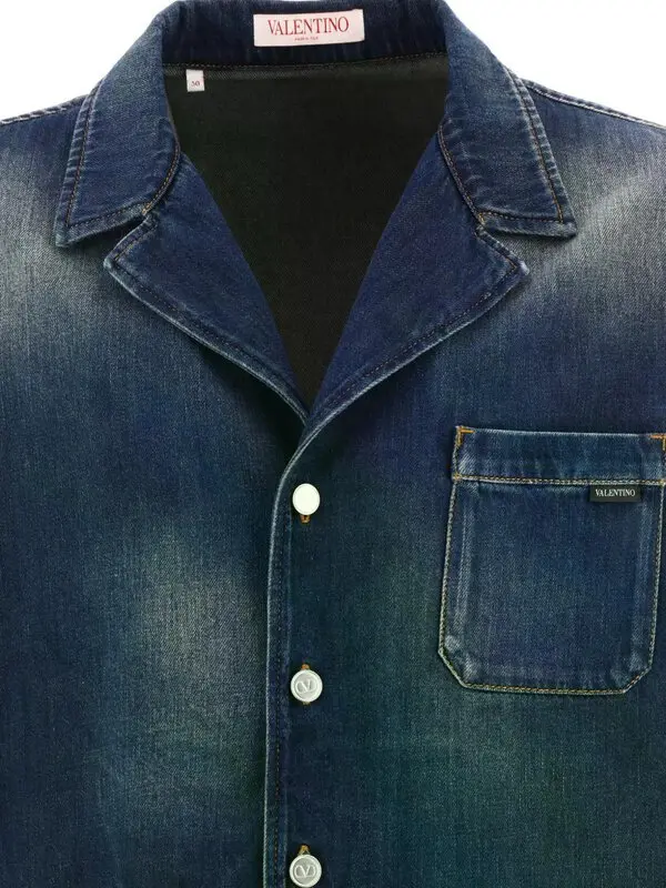 Valentino Garavani Denim Chambray Bowling Shirt