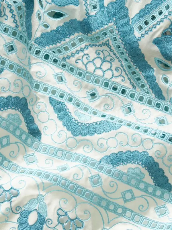 Etro Broderie Anglaise Flared Dress - Blue
