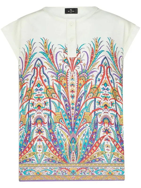 Etro Graphic-print Henley-neck T-shirt - White