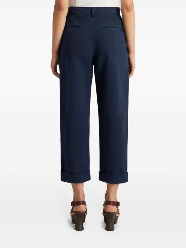 Etro Cropped Herringbone Cotton Chinos - Blue