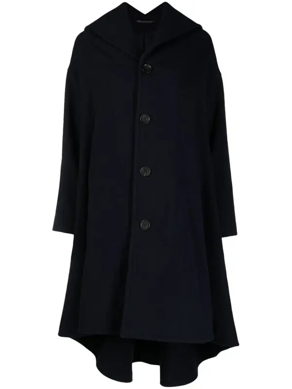 Yohji Yamamoto Cut-out Collar Maxi Coat