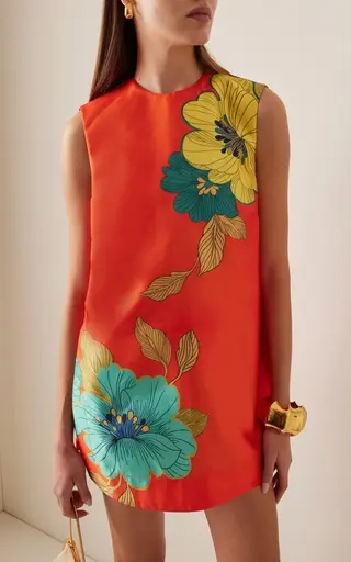 almais exclusive piato floral-satin mini shift dress ALMAIS Exclusive Piato Floral-satin Mini Shift Dress in Pink