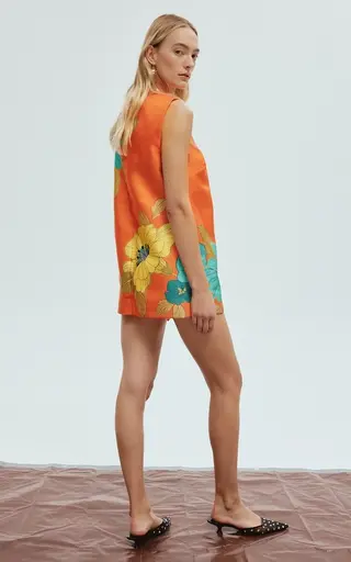 ALEMAIS Piato Floral-satin Mini Shift Dress