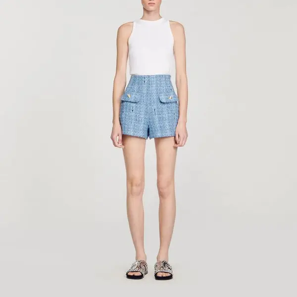 Sandro High-waisted Tweed Shorts