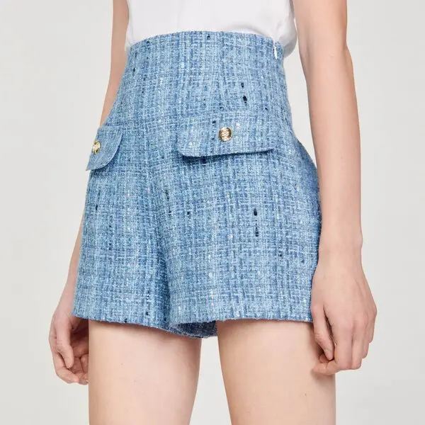 Sandro High-waisted Tweed Shorts