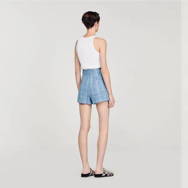 Sandro High-waisted Tweed Shorts