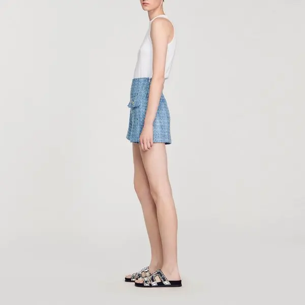Sandro High-waisted Tweed Shorts