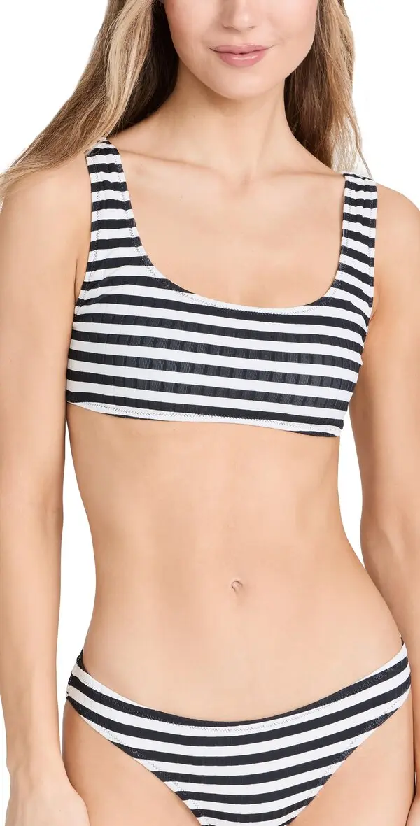 Solid & Striped The Elle Bikini Top - Blackout X Marshmallow