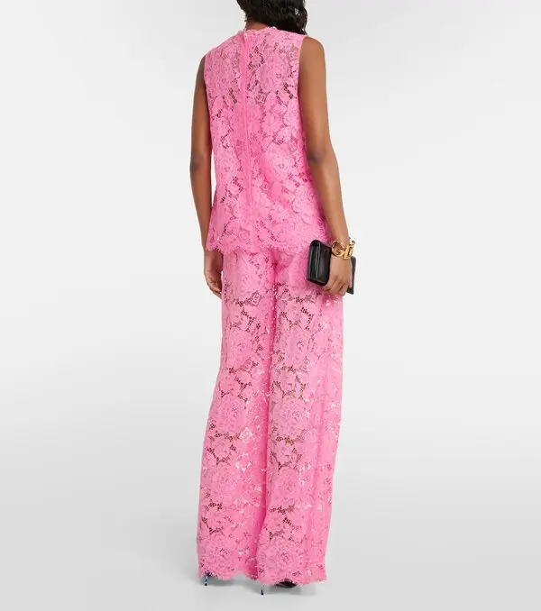 Dolce & Gabbana Floral Lace Top - Pink
