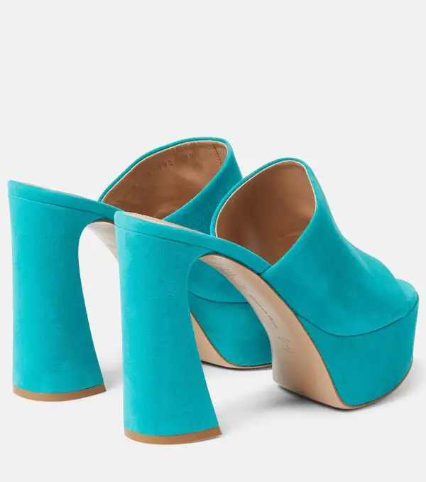 GIANVITO ROSSI Holly Suede Platform Mules - Blue