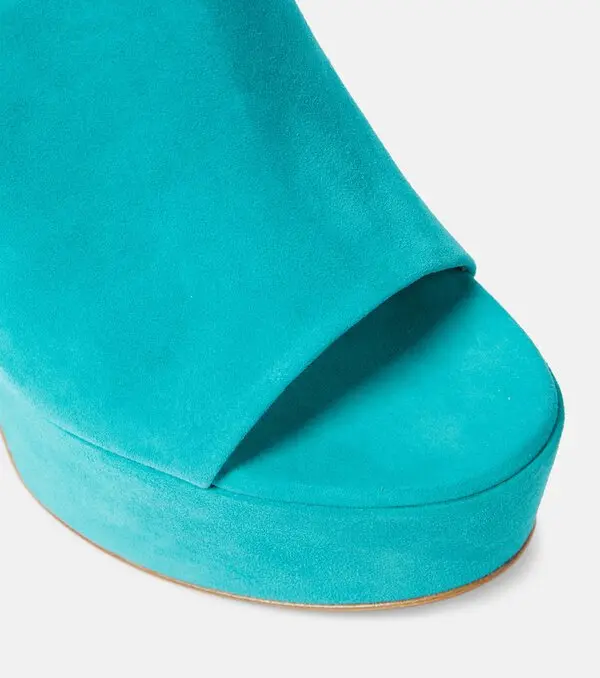 GIANVITO ROSSI Holly Suede Platform Mules - Blue
