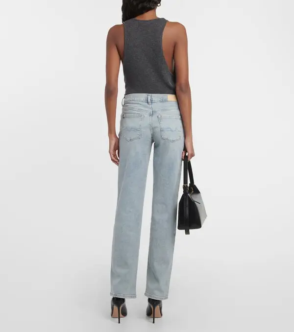 7 For All Mankind Ellie Mid-rise Straight Jeans - Blue