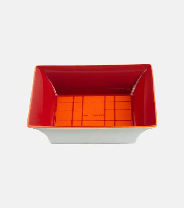 Etro Checked Porcelain Tray - Red