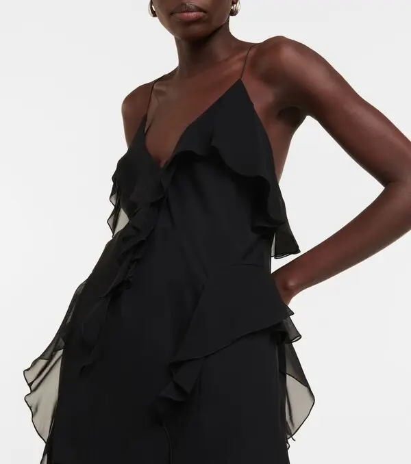 Khaite Piet Ruffled Silk Chiffon Top