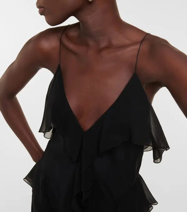 Khaite Piet Ruffled Silk Chiffon Top