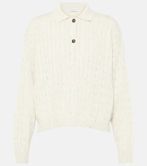 Brunello Cucinelli Cable-knit Polo Sweater