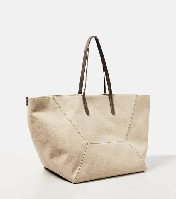 Brunello Cucinelli Large Canvas Tote - Grey