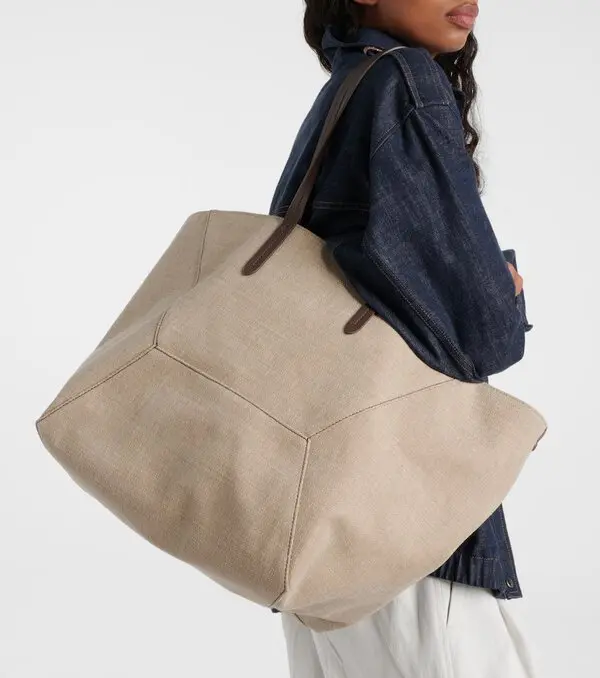Brunello Cucinelli Large Canvas Tote - Grey
