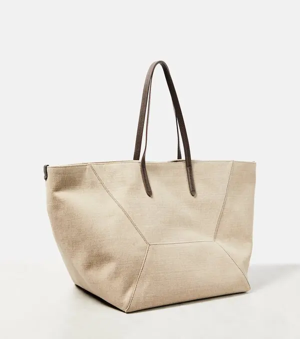 Brunello Cucinelli Large Canvas Tote - Grey