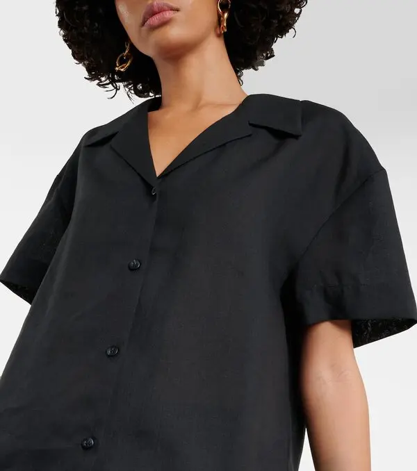 Asceno Prague Linen Shirt - Black