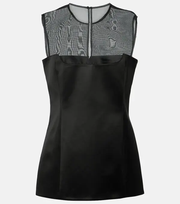 Khaite Sasmo Silk-paneled Satin Top - Black